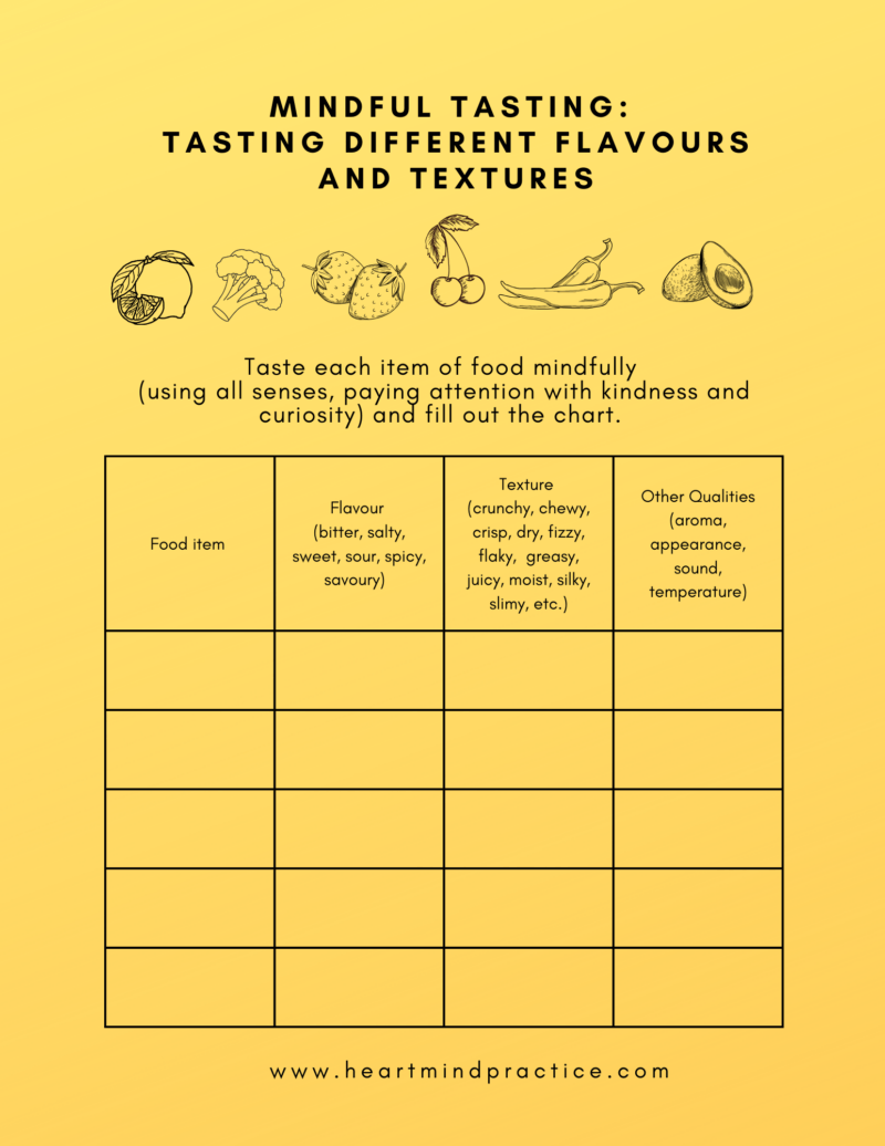 Mindful Tasting Activities Part 1: Tasting Different Flavours